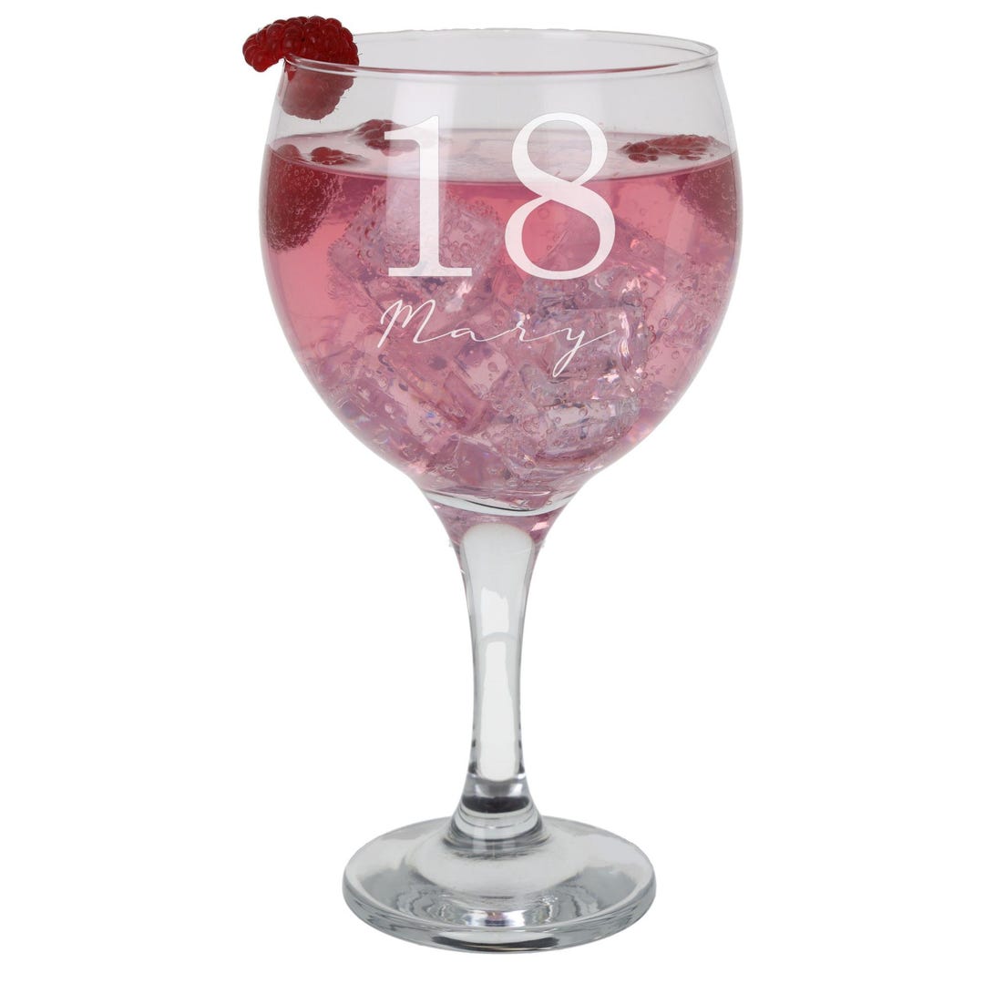 Personalised Gin Glass Set With Age and Name, Gin Goblet Glass With ...