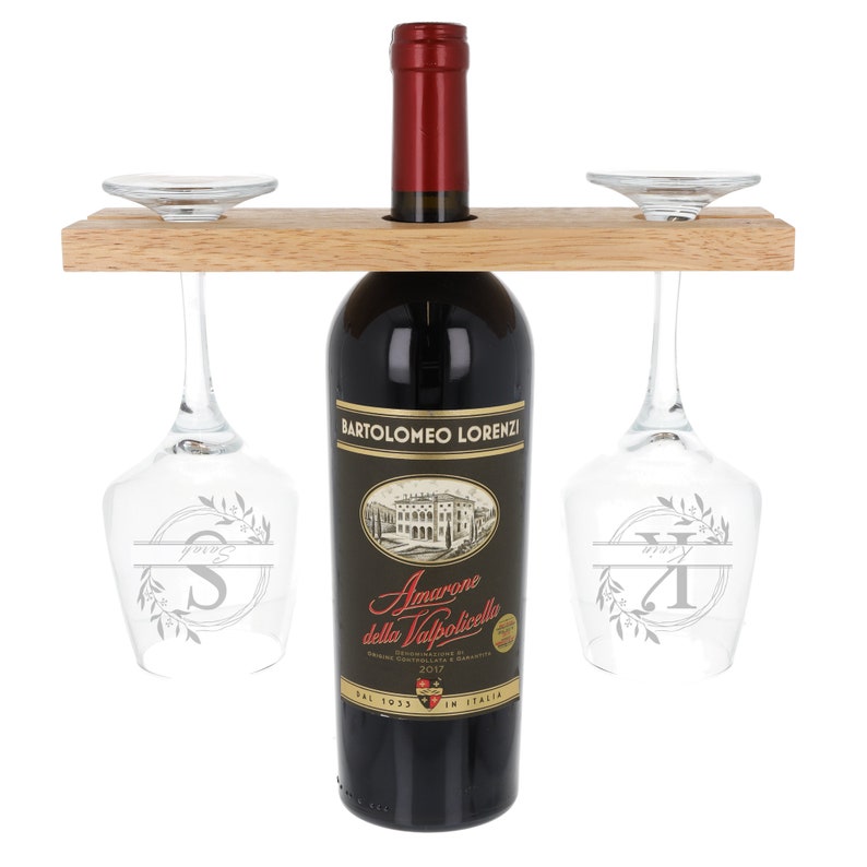 Personalised Wooden Wine Glass Butler Caddy Wine Bottle & - Etsy UK