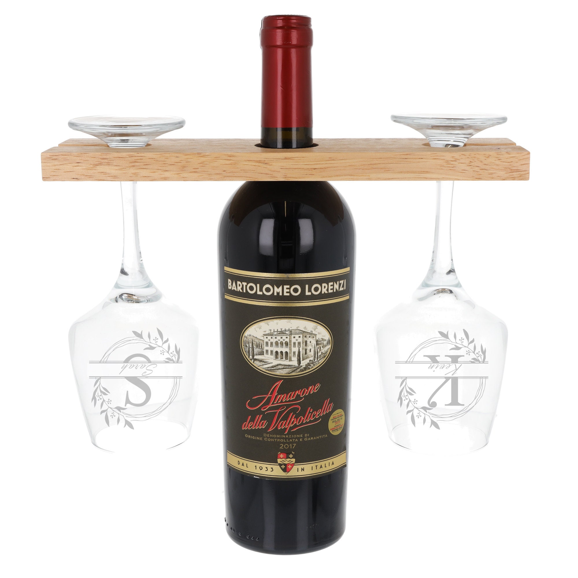 Personalised Wooden Wine Glass Butler Caddy Wine Bottle & - Etsy UK
