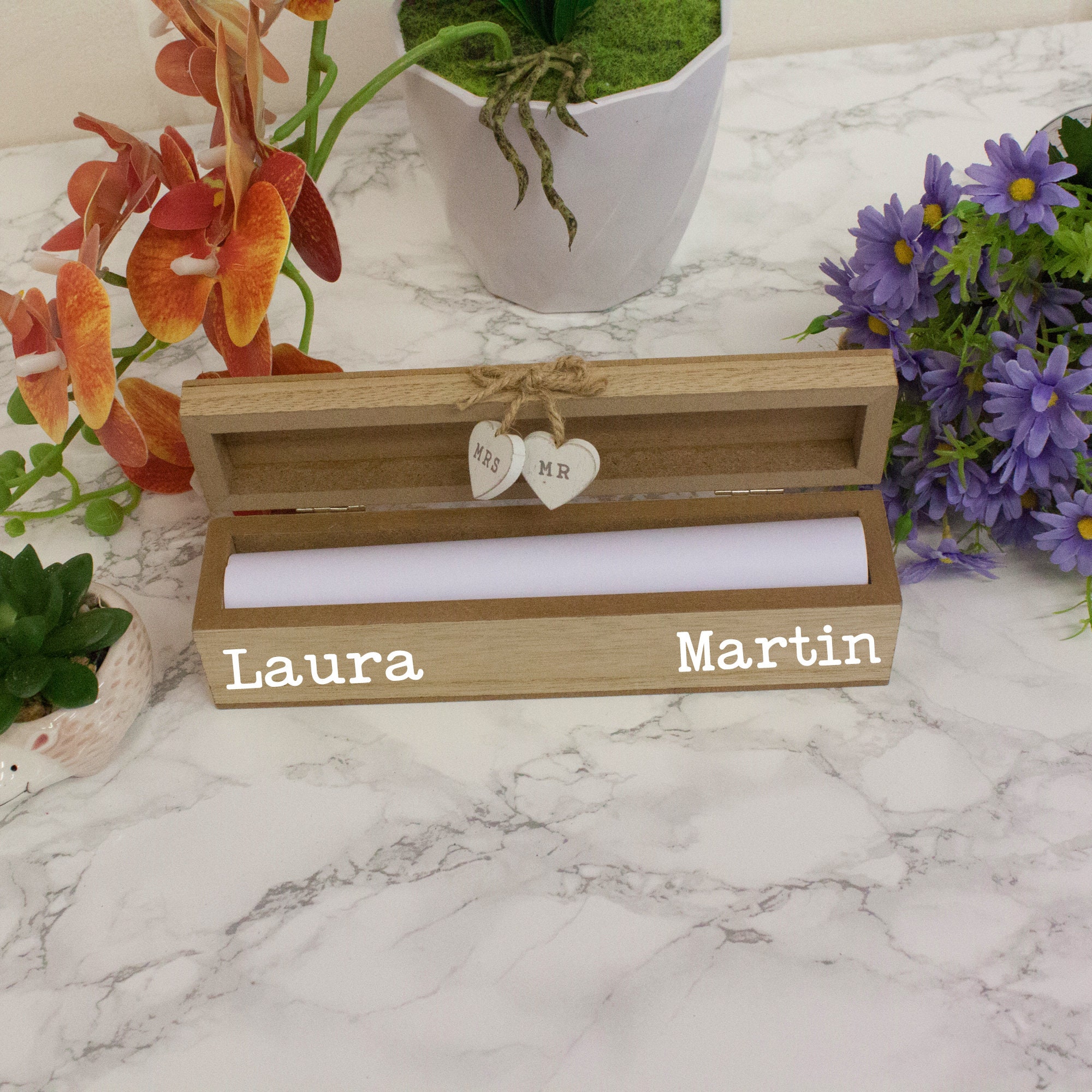 Personalised Wedding Certificate Box Gift Mr and Mrs Wooden - Etsy UK
