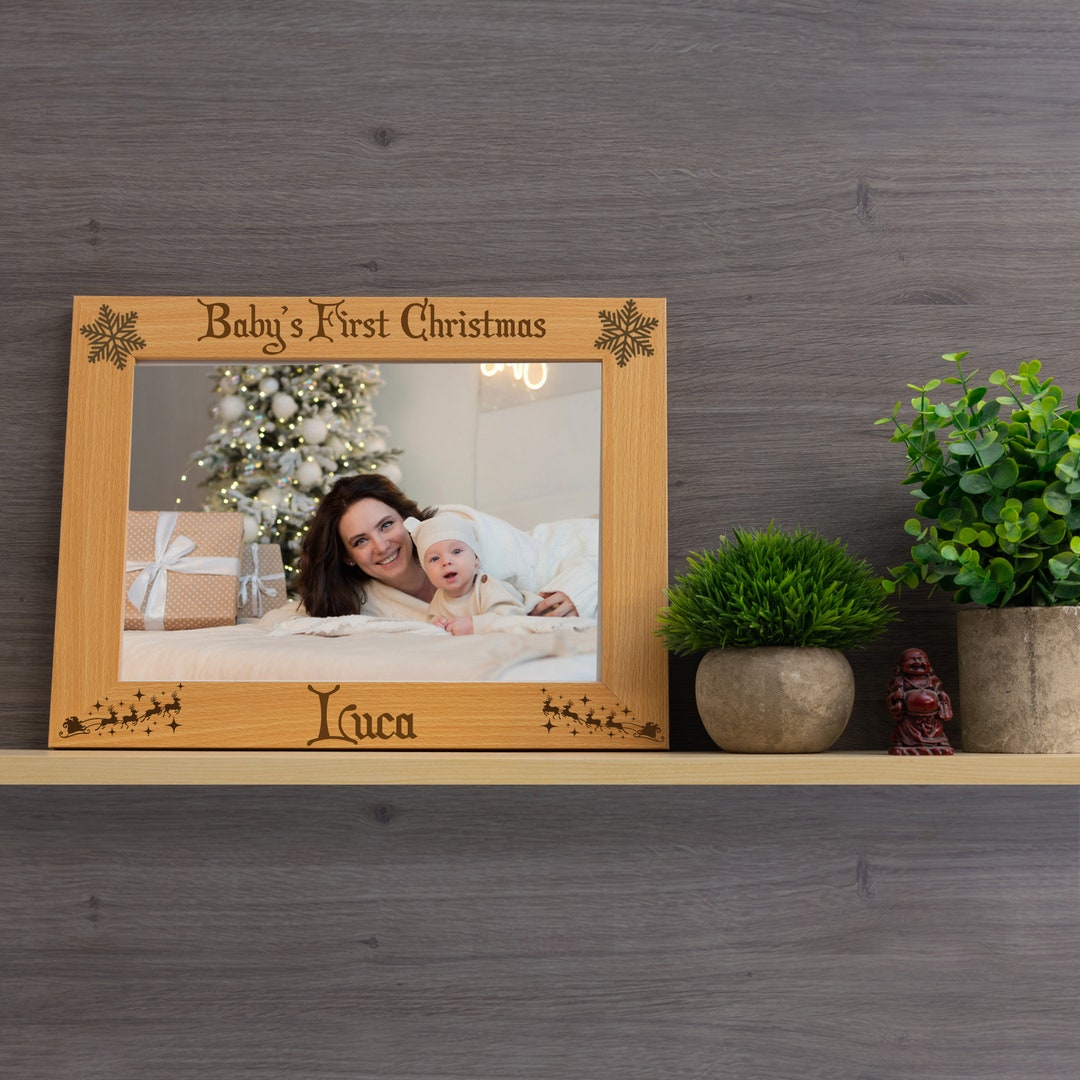 Baby First Christmas Personalised Frame | Engraved Photo Frame | Babys ...
