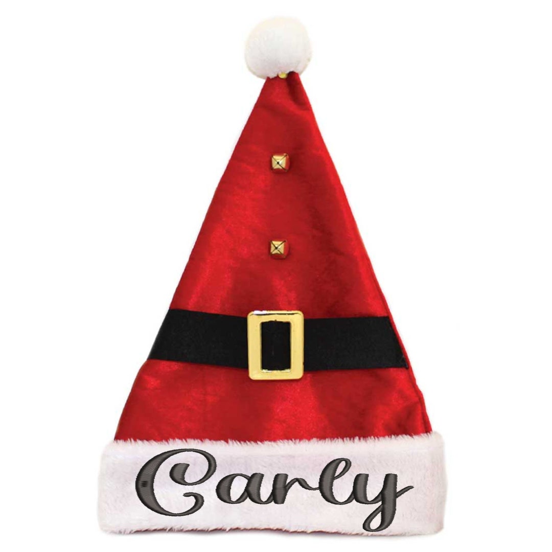 Personalised Embroidered Christmas Santa Claus Hat With Belt & Bells ...