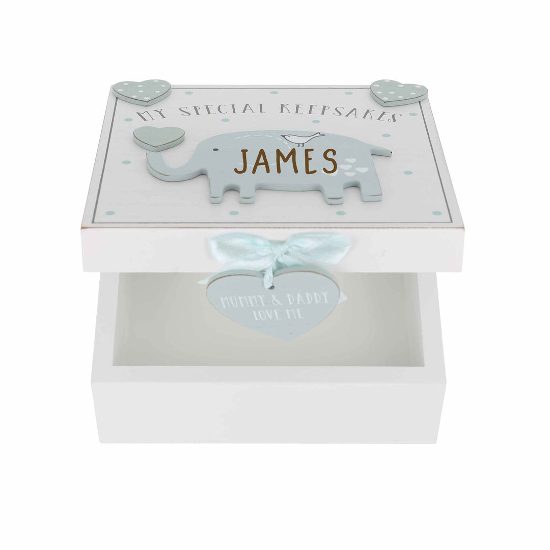 Personalised Baby Keepsake Box | Blue Baby Boy Memory Box | Engraved ...