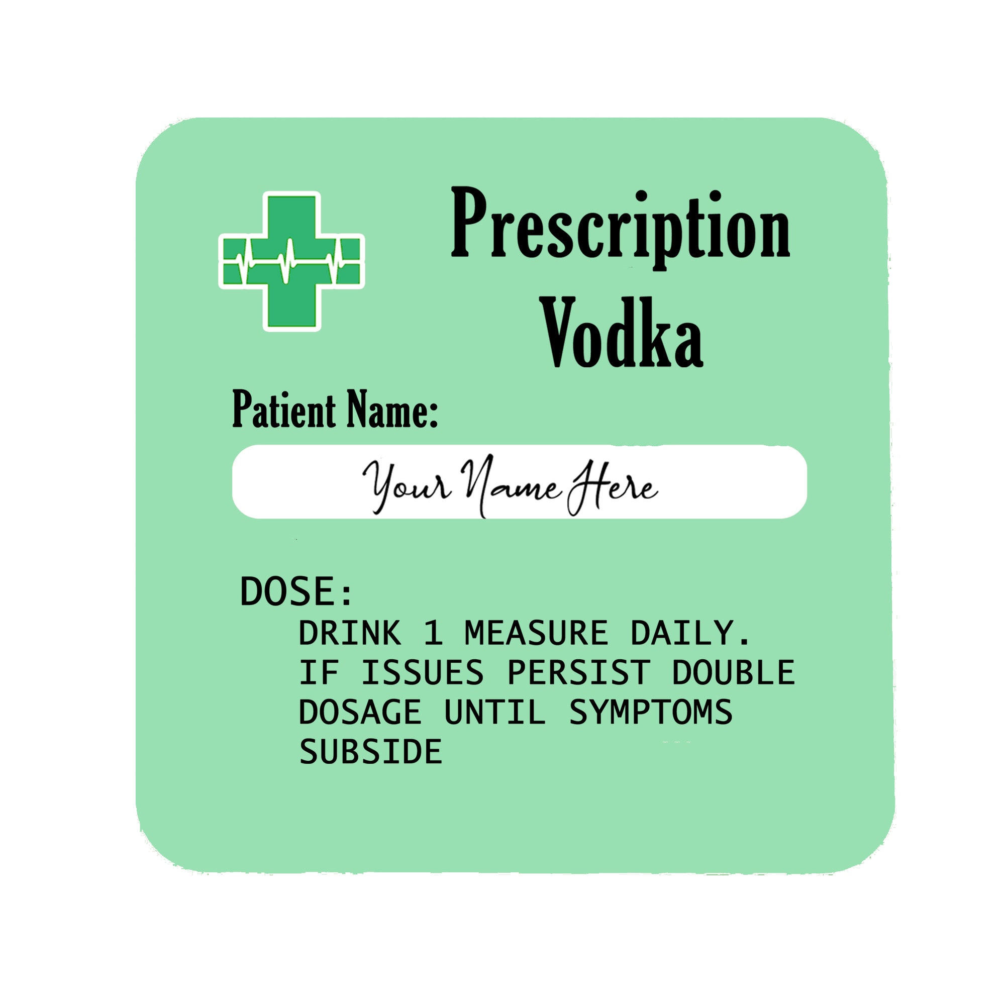 Personalised Engraved Vodka Highball Glass | Prescription Vodka Novelty ...