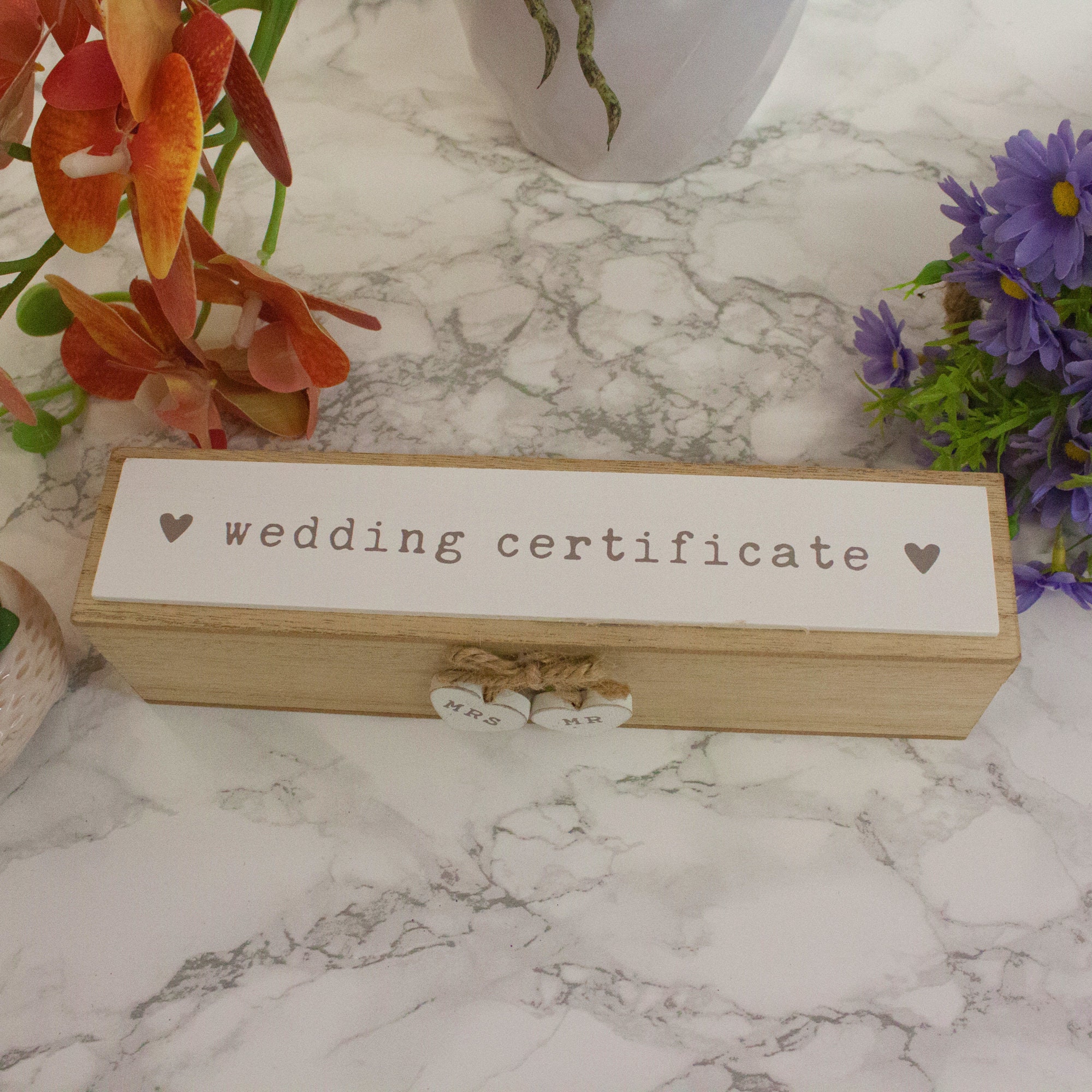 Personalised Wedding Certificate Box Gift Mr and Mrs Wooden - Etsy UK