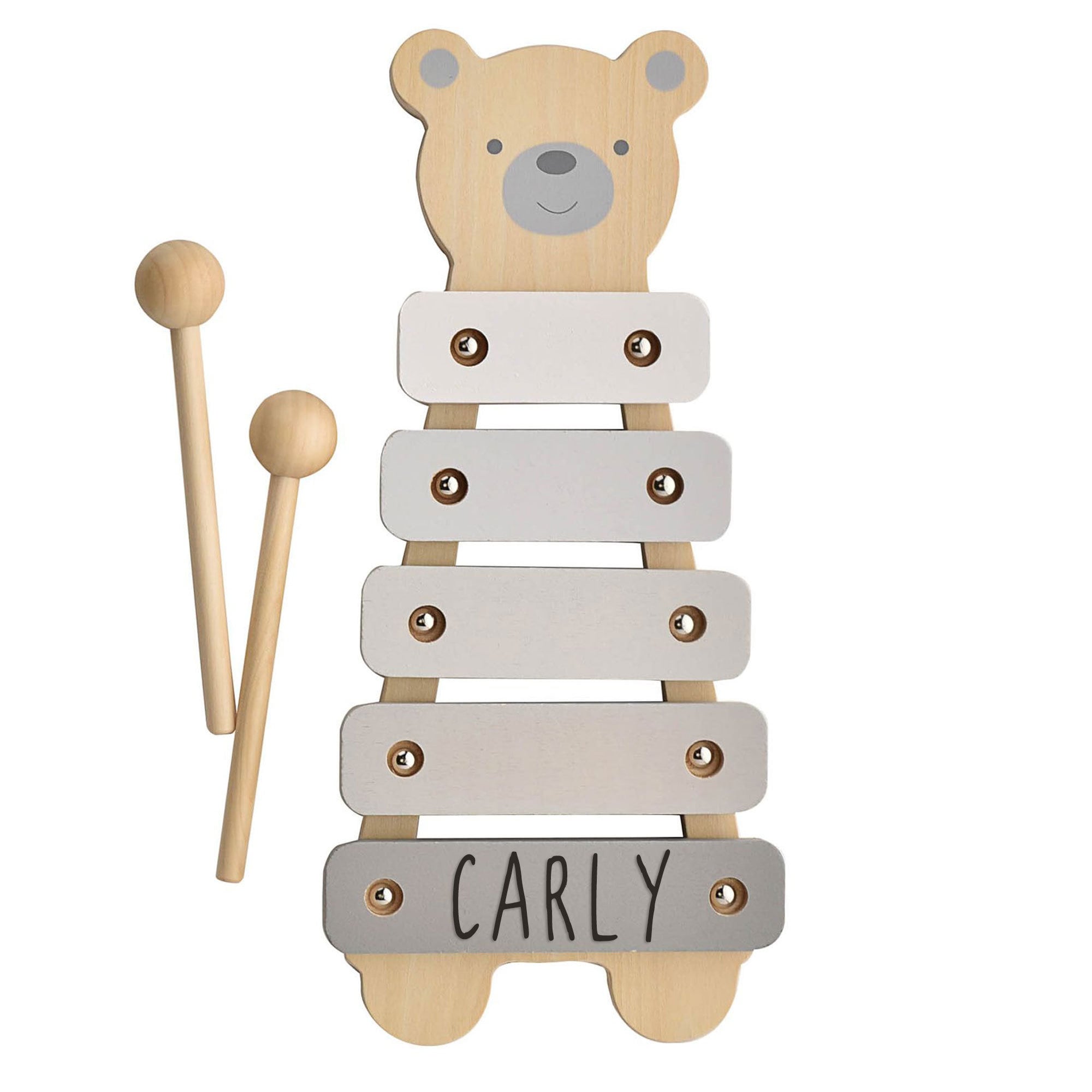 Personalised Engraved Wooden Xylophone Baby Toy | Wooden Teddy Bear ...