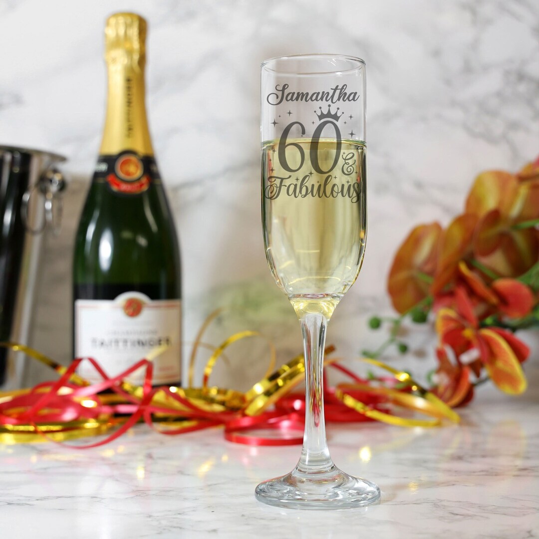 60 and Fabulous Engraved Champagne Glass 60th Birthday Glass - Etsy