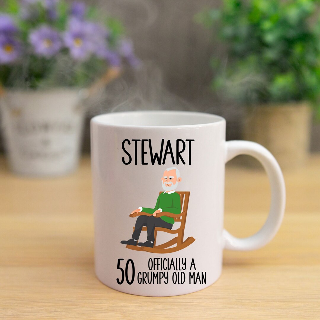 50th Birthday Grumpy Man Mug And/ or Coaster - Personalised 50th Birthday Gift - Grumpy Old Man ...