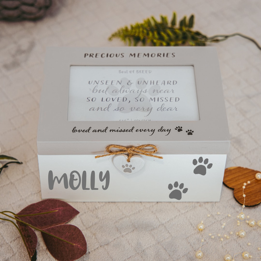 Personalised Rustic Pet Photo Memorial Cat Keepsake Box Pet Wooden ...