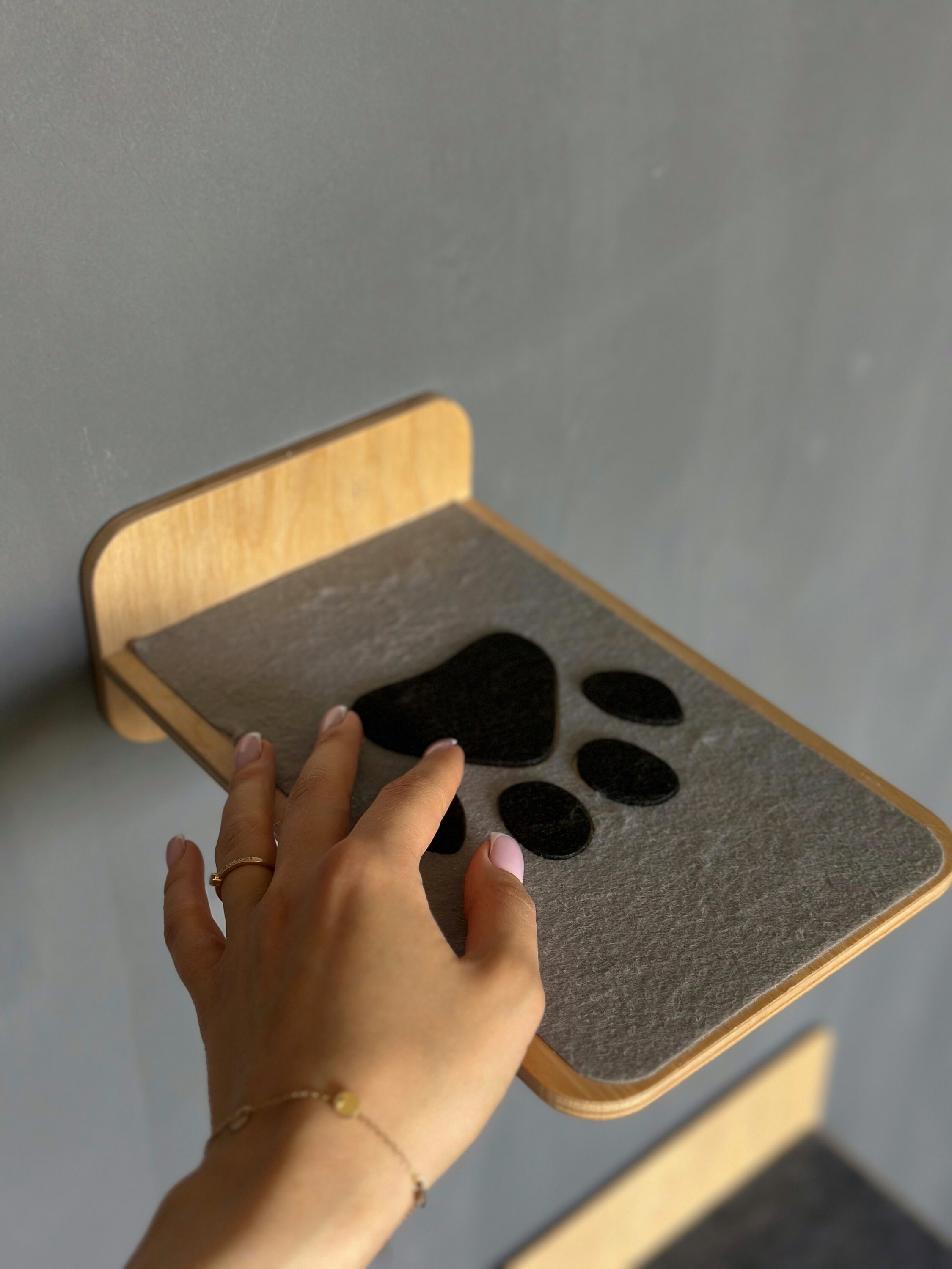 Wooden Modern Set of Cat Wall Steps, Climbing Wall With Cat Ladder ...