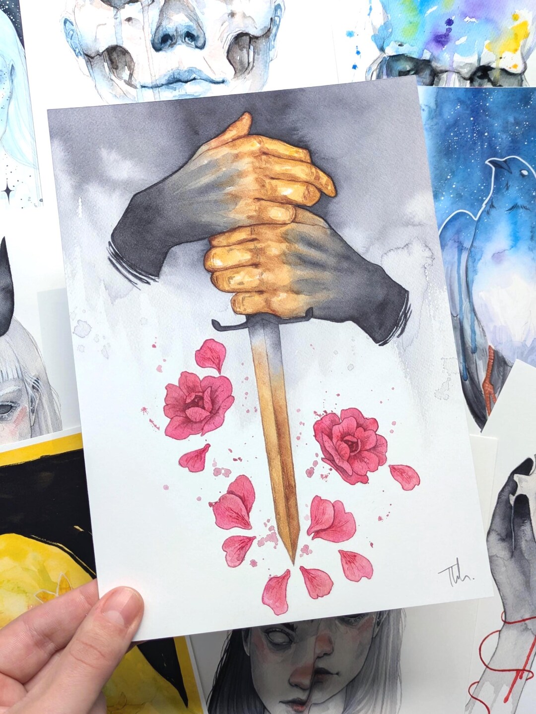 The Blooming Blade | Dark Gothic Fantasy Illustration | Watercolour ...