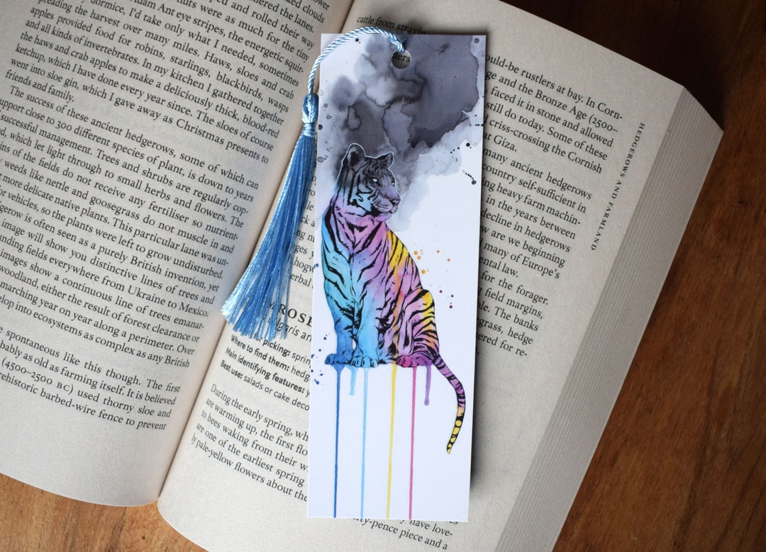 Tiger Watercolour Bookmark | Big Cat Wildlife Art | Booktok Reader ...