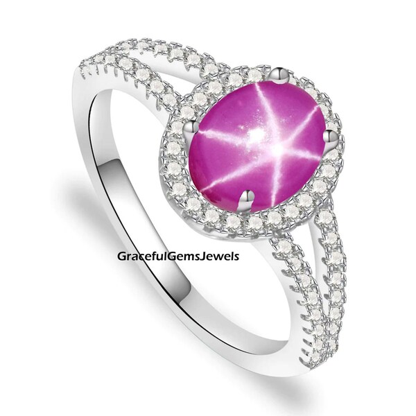 Pink Star Sapphire Ring - Etsy