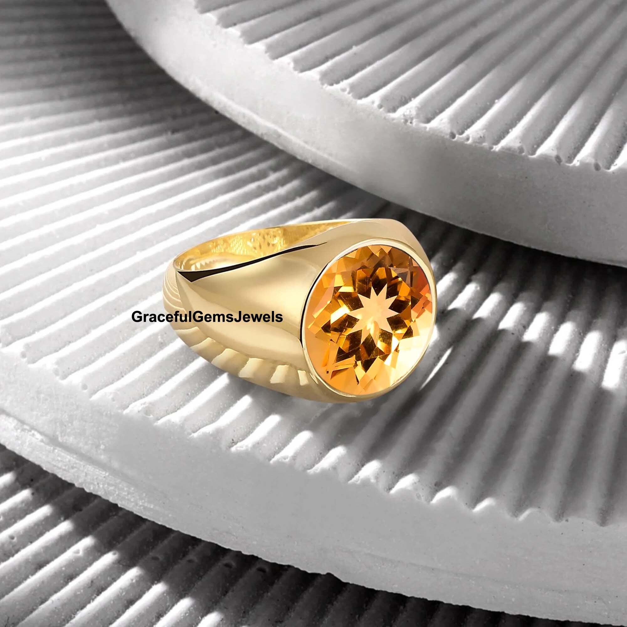 Yellow Golden Topaz Ring in 18k Gold Plated Golden Topaz Jewelry ...
