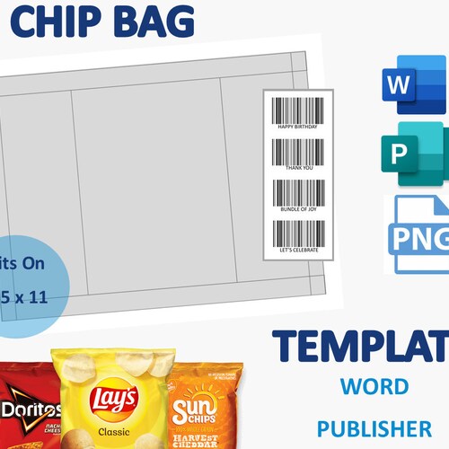 Chip Bag Template Blank Template PSD PNG Microsoft Word - Etsy