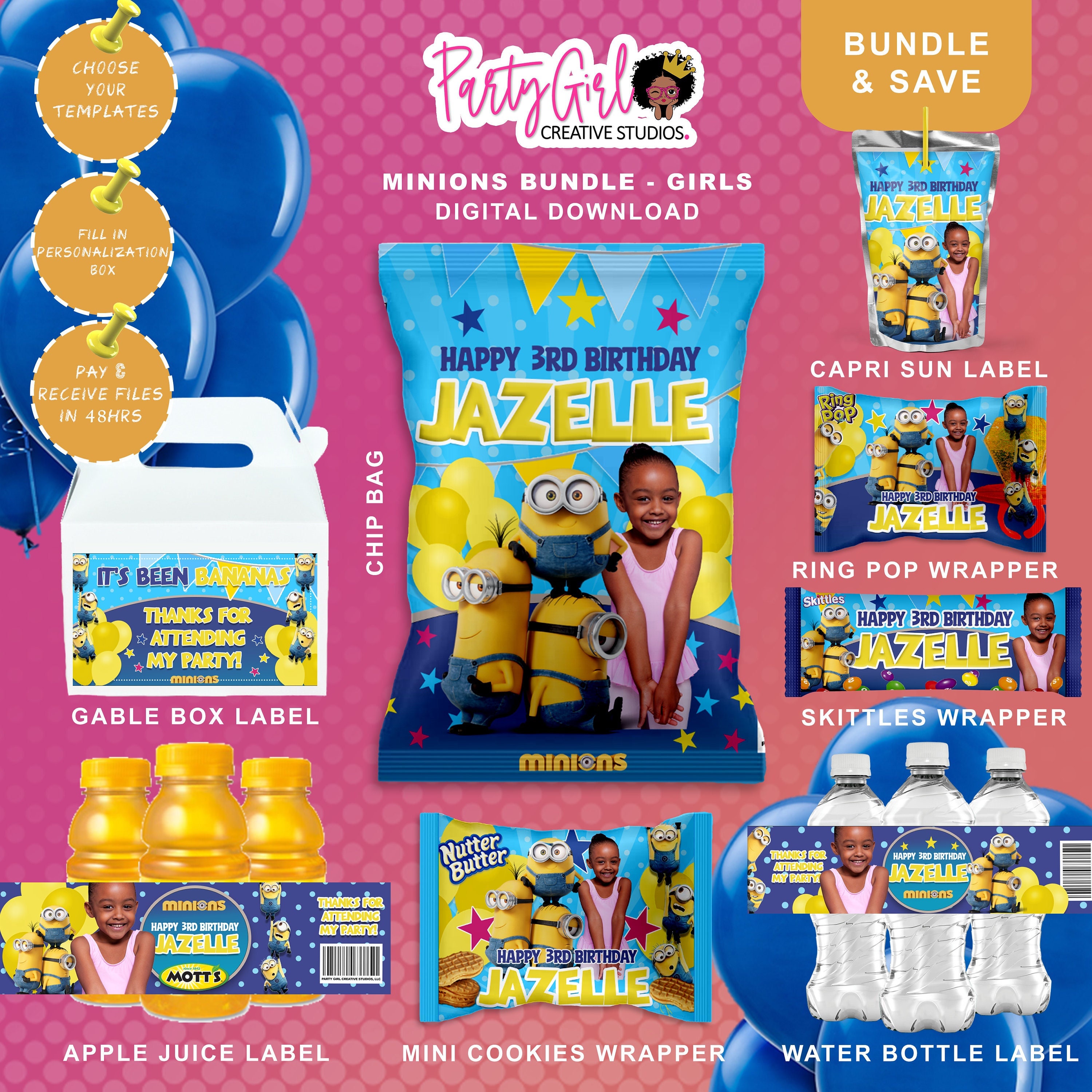 Minions Party Bundle Minions Capri sun Minions Labels Minions Chip Bag ...