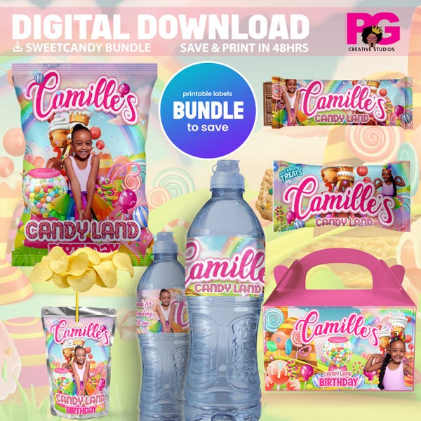 Custom Candyland Party Favor Gift Bags Personalized - Etsy