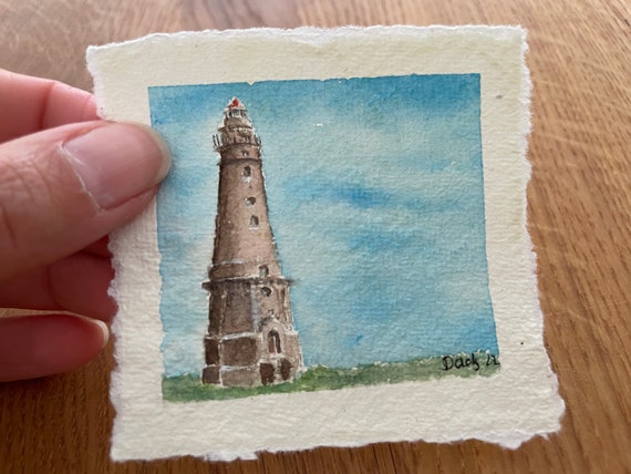 New Lighthouse Borkum Watercolor Mini - Etsy