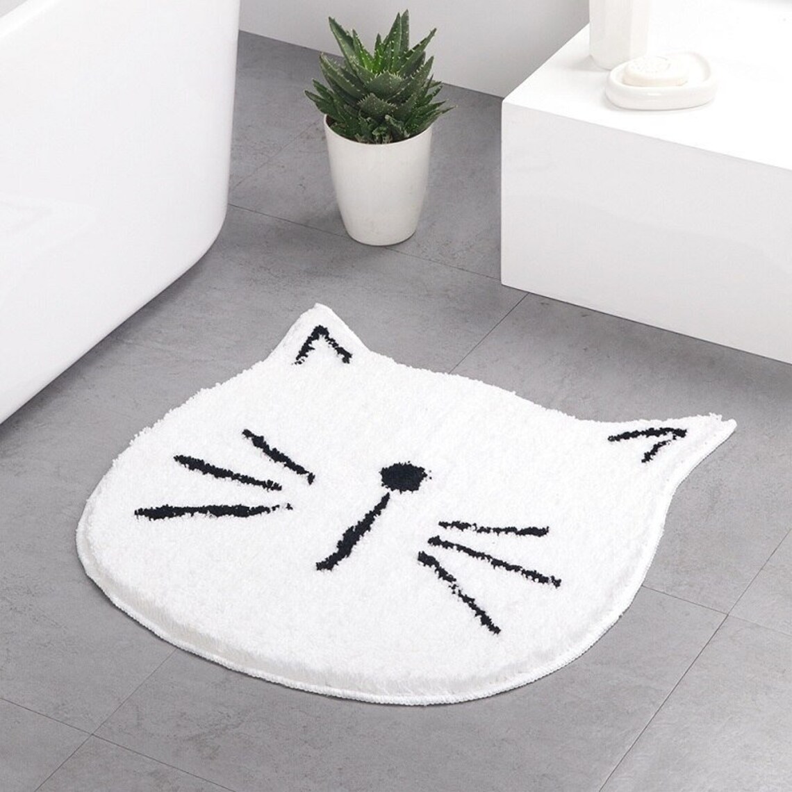 Nordic Cartoon Cat Carpet Mat Bathroom Absorbent Mat Home - Etsy