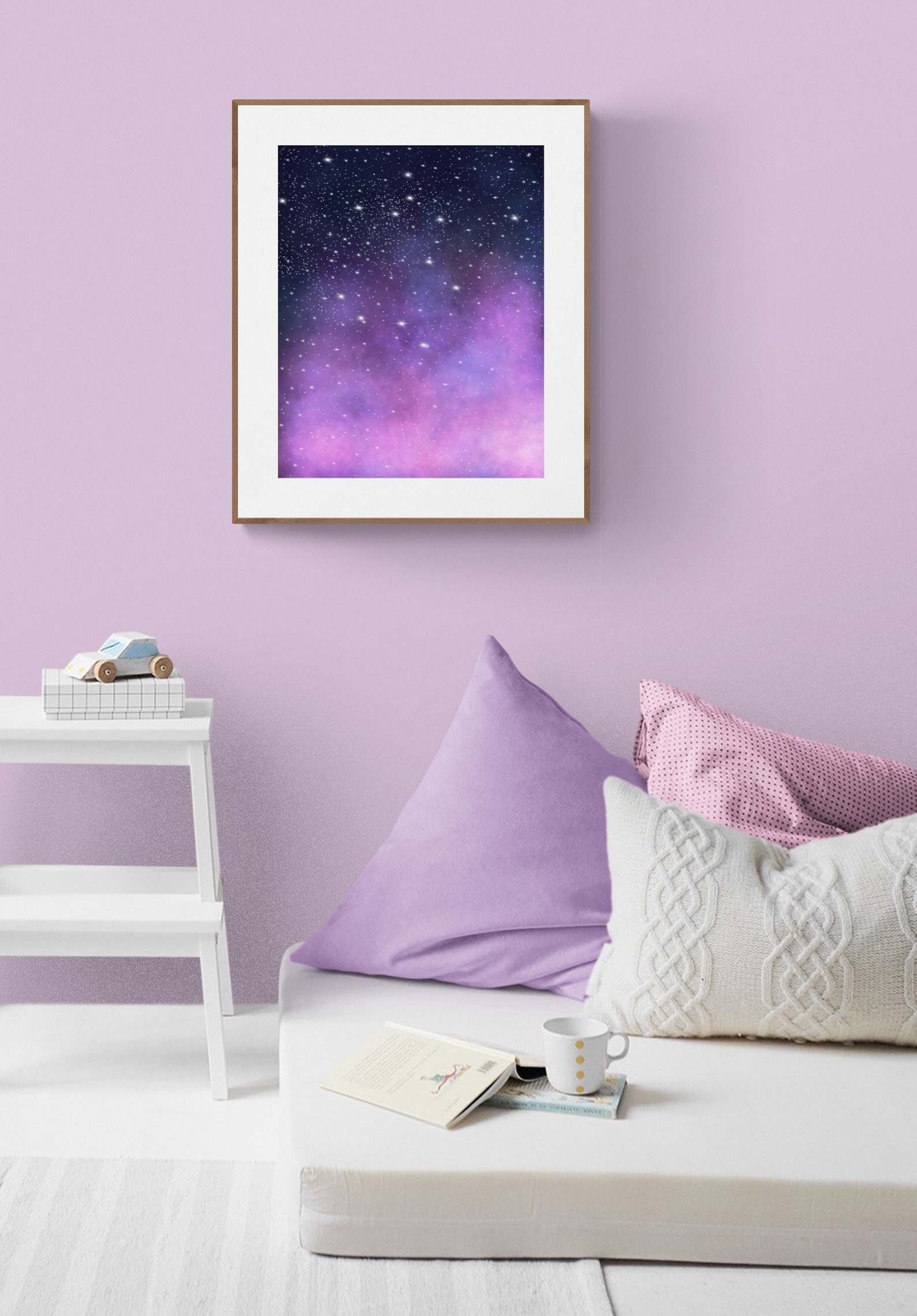 Purple Starry Space Art Print Poster Stars and Sky design | Etsy