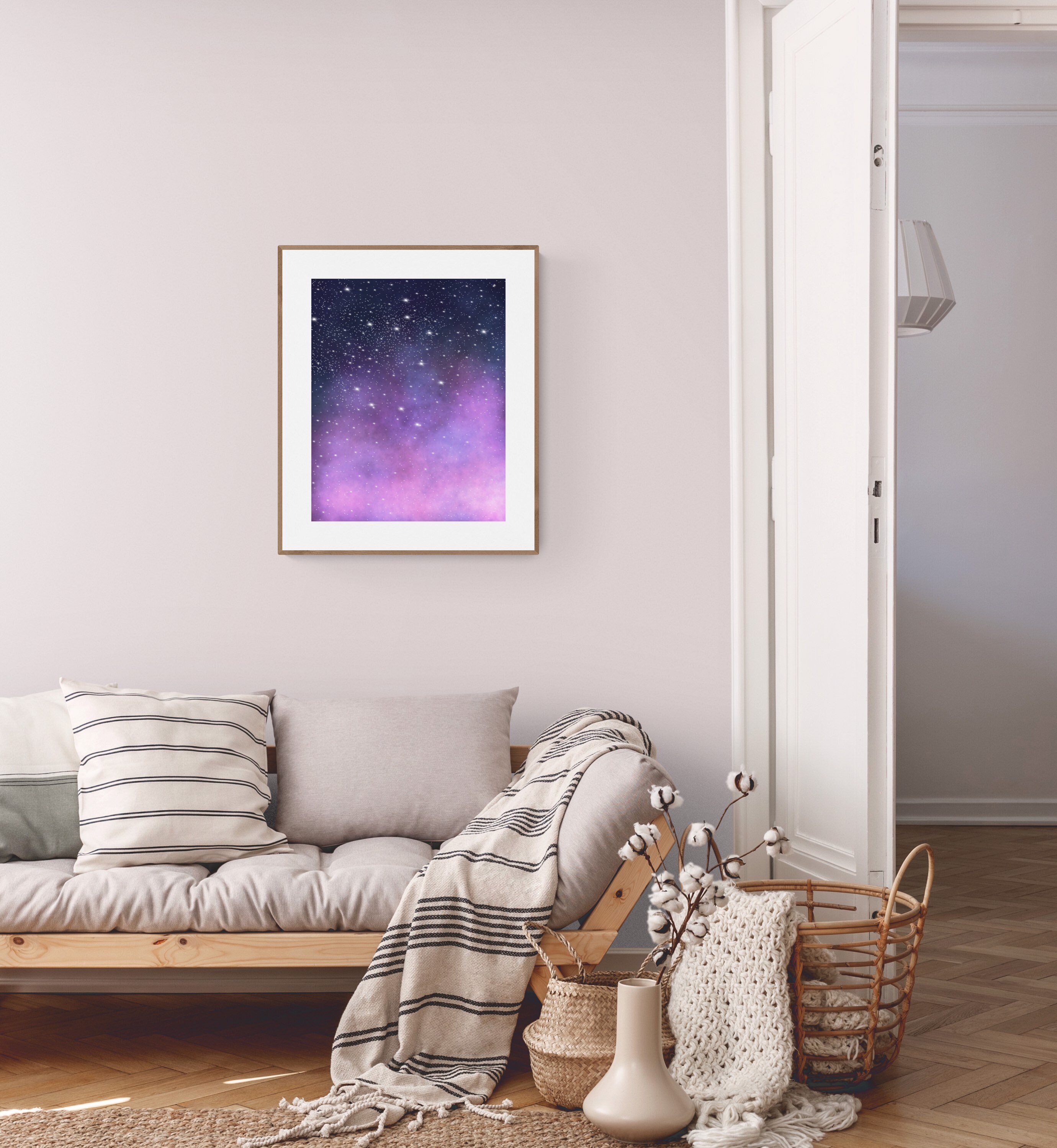 Purple Starry Space Art Print Poster Stars and Sky design | Etsy