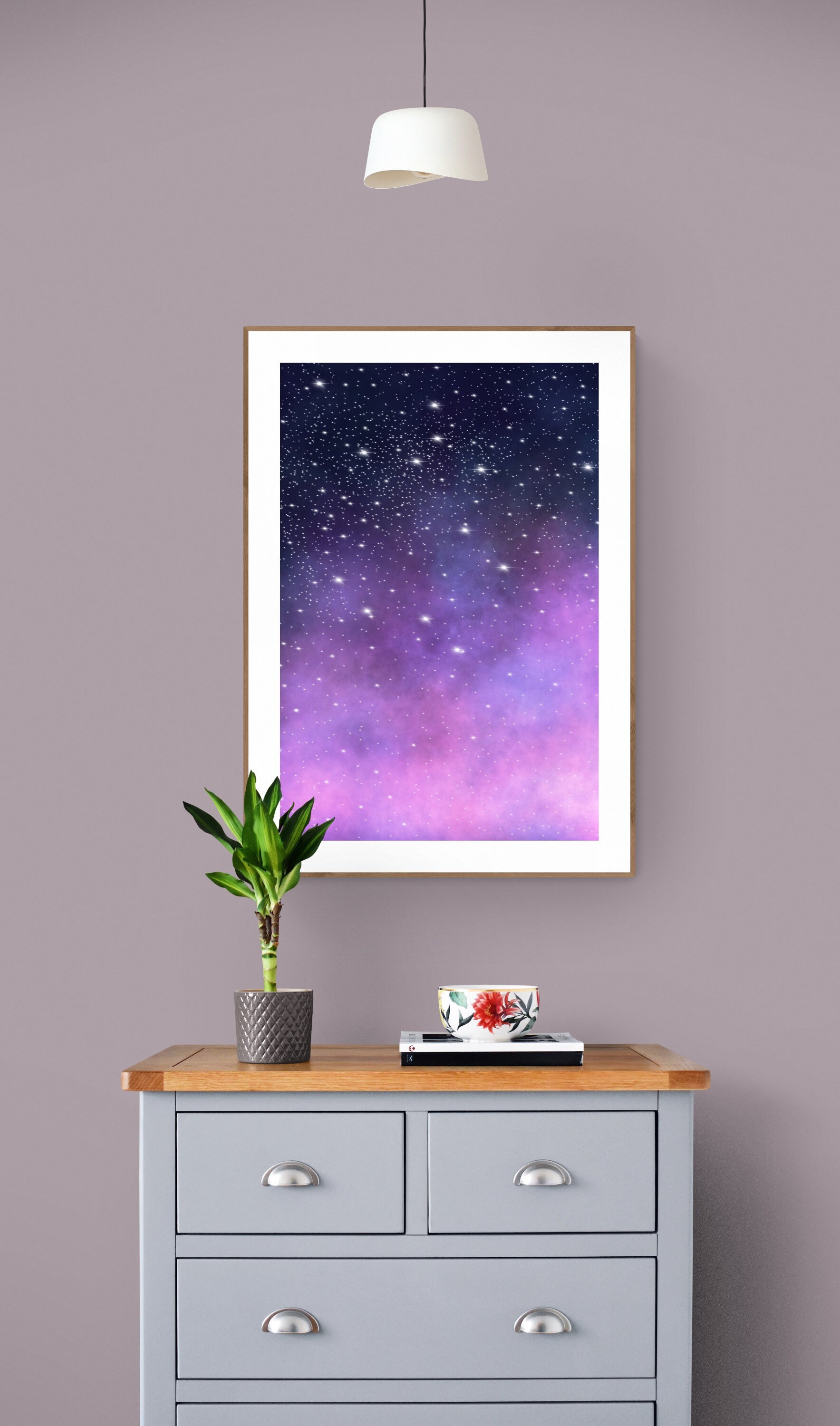Purple Starry Space Art Print Poster Stars and Sky design | Etsy