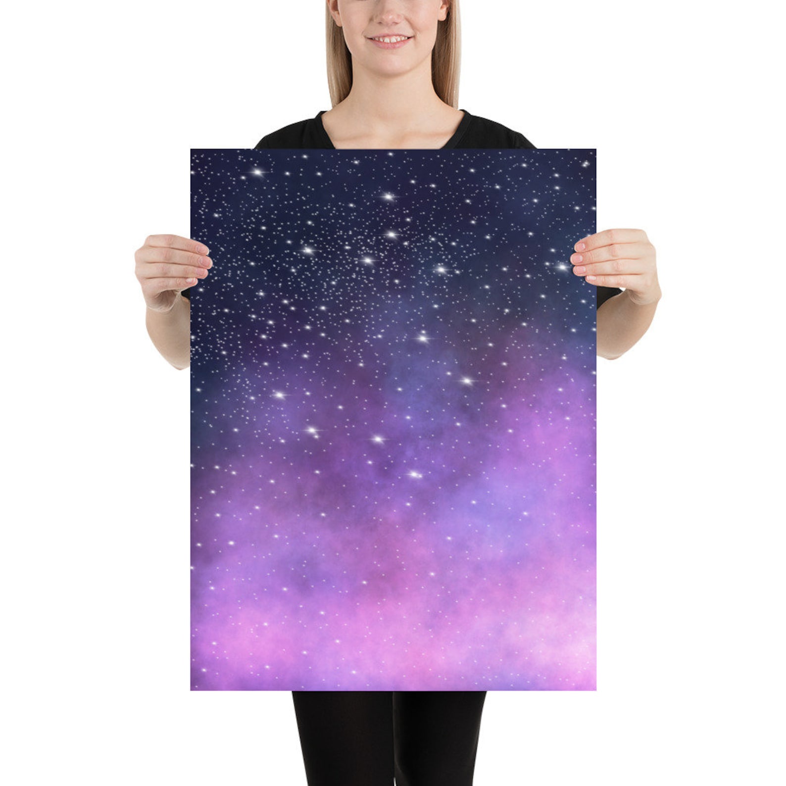 Purple Starry Space Art Print Poster Stars and Sky design | Etsy