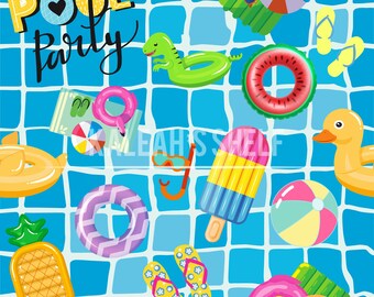 Pool Party Seamless Pattern, Pool Floaties, Pool Clipart, Pool Floatie ...