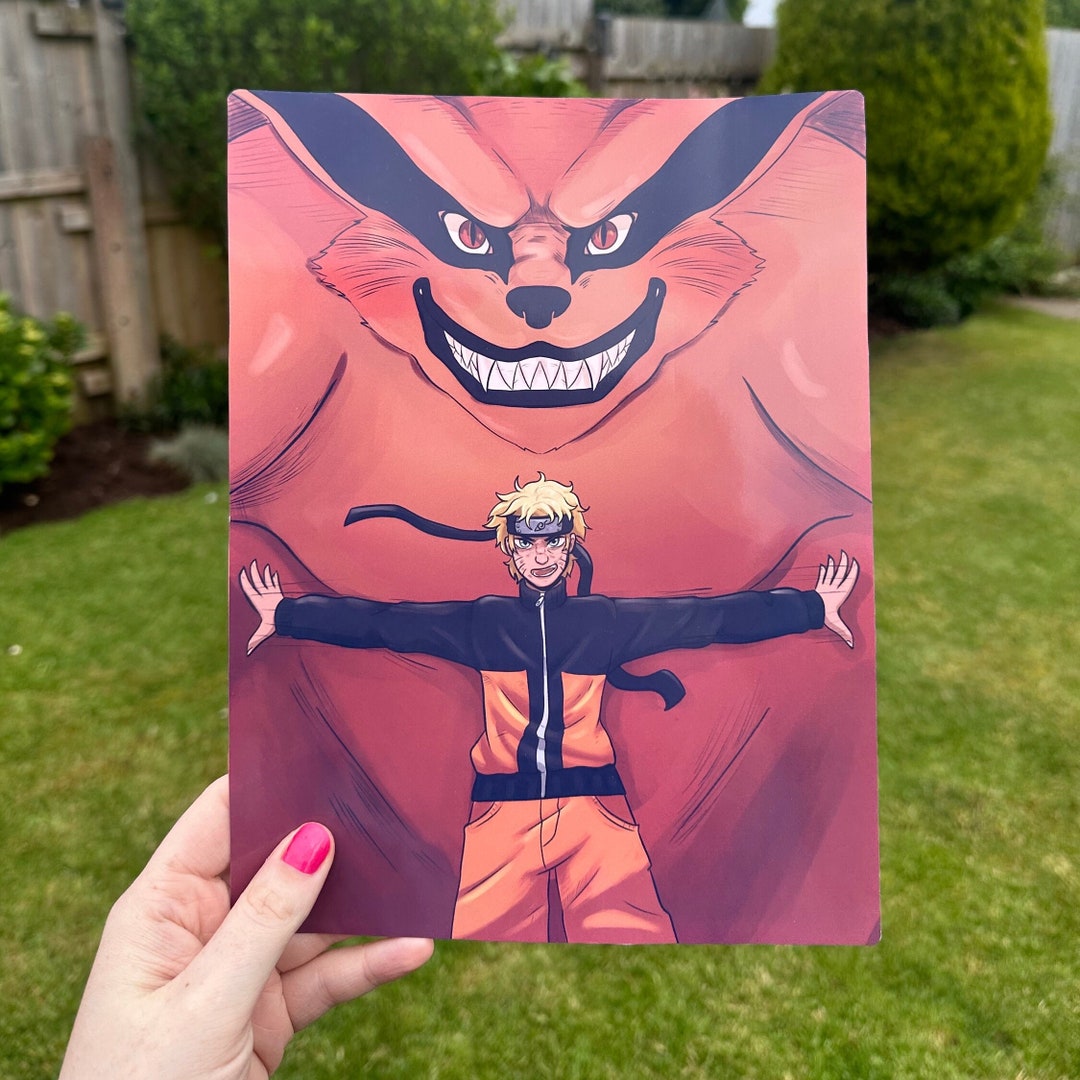 Naruto and Kurama Print, Stickers and Badges - Etsy
