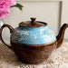 Staffordshire Gilded Teapot, Blue & Leopard Print - Etsy