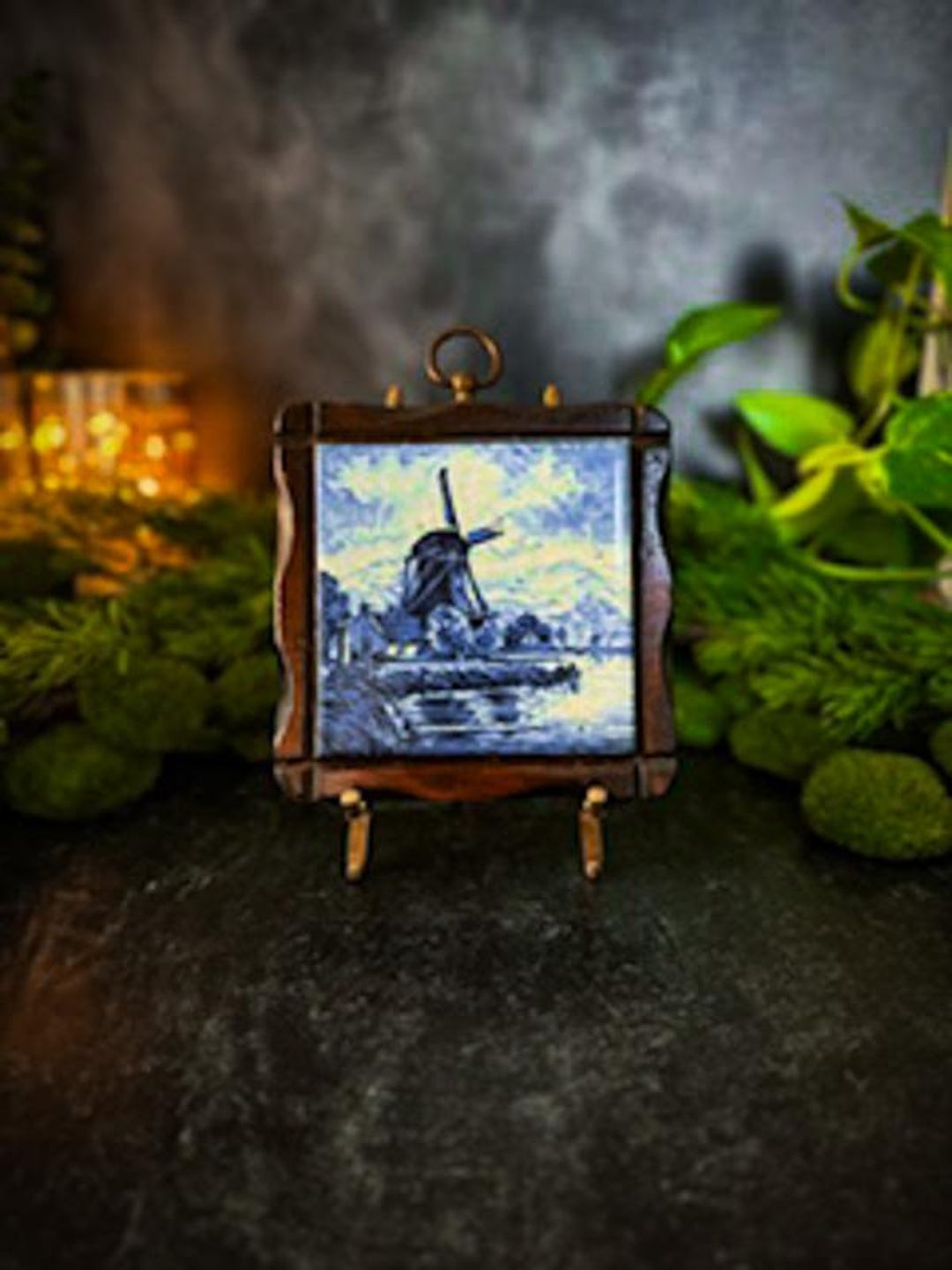 Rare Blue Delft Art Tile the Windmill on Pine Board - Etsy