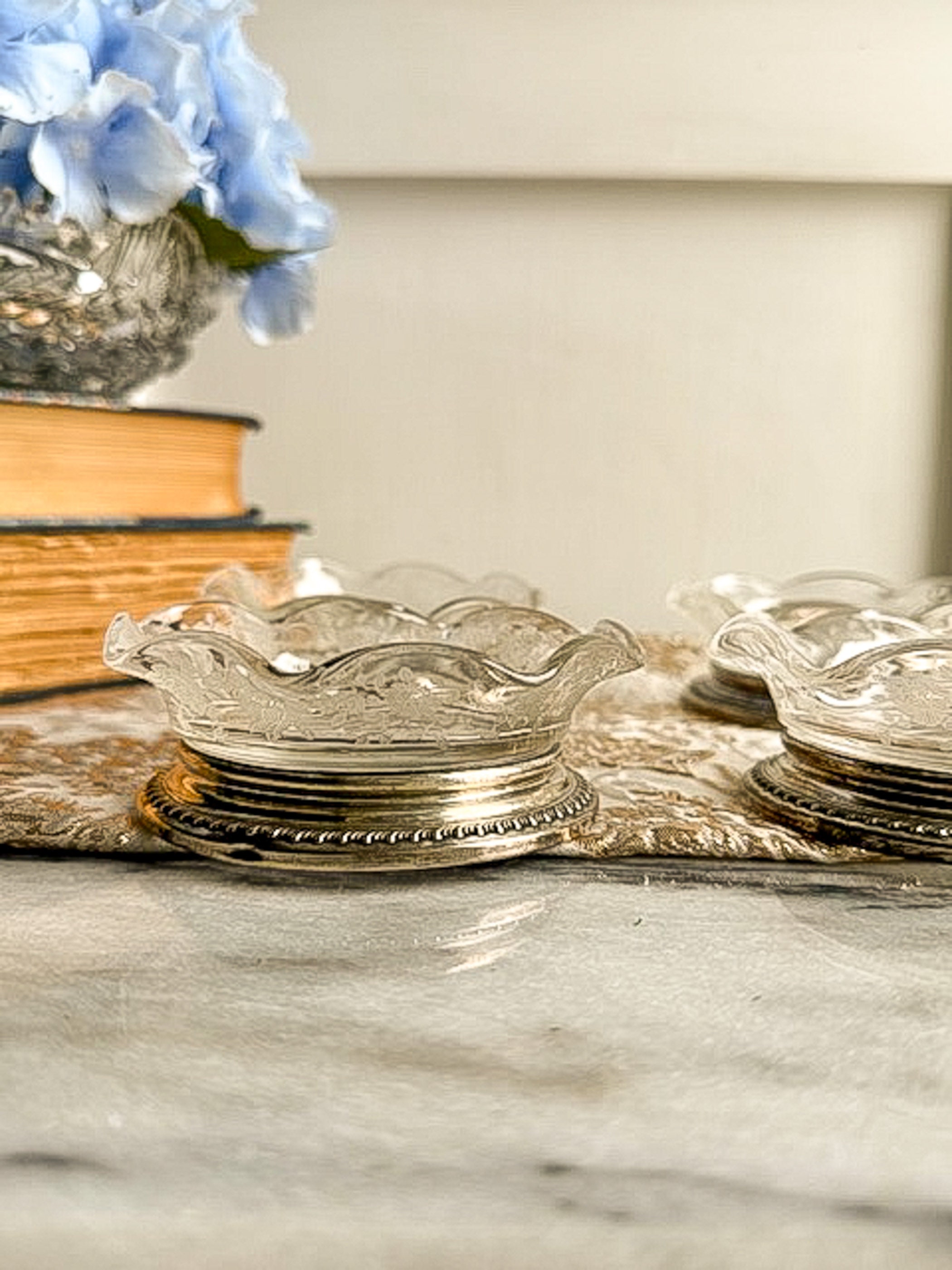 Rare Cambridge Chantilly Glass & Sterling Silver Coasters - Etsy
