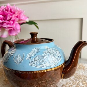 Staffordshire Gilded Teapot, Blue & Leopard Print - Etsy
