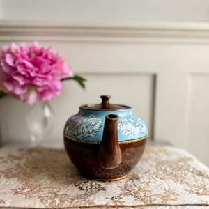 Staffordshire Gilded Teapot, Blue & Leopard Print - Etsy