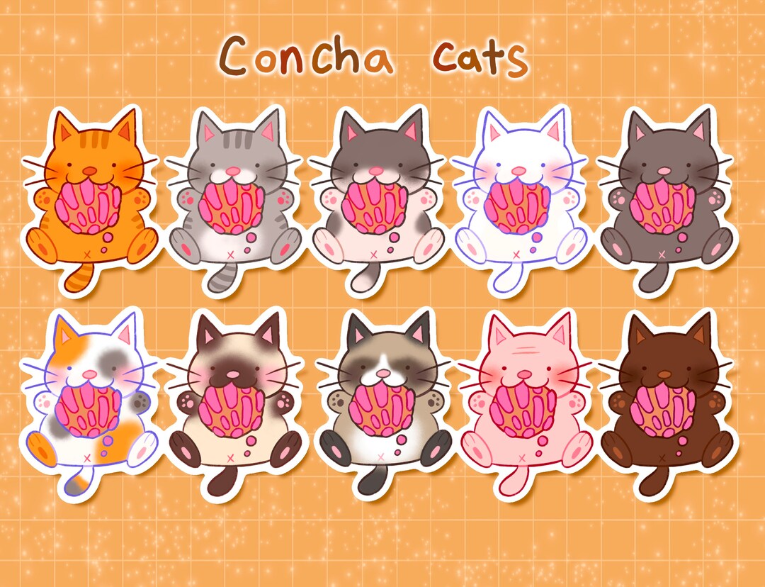 Concha Cat Wooden Charms & Vinyl Stickers Pan Dulce Kitty - Etsy