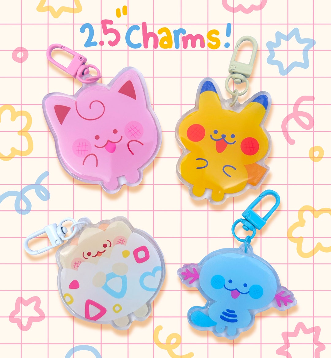 Pokemon Acrylic Epoxy Charms 2.5" Double Sided - Etsy