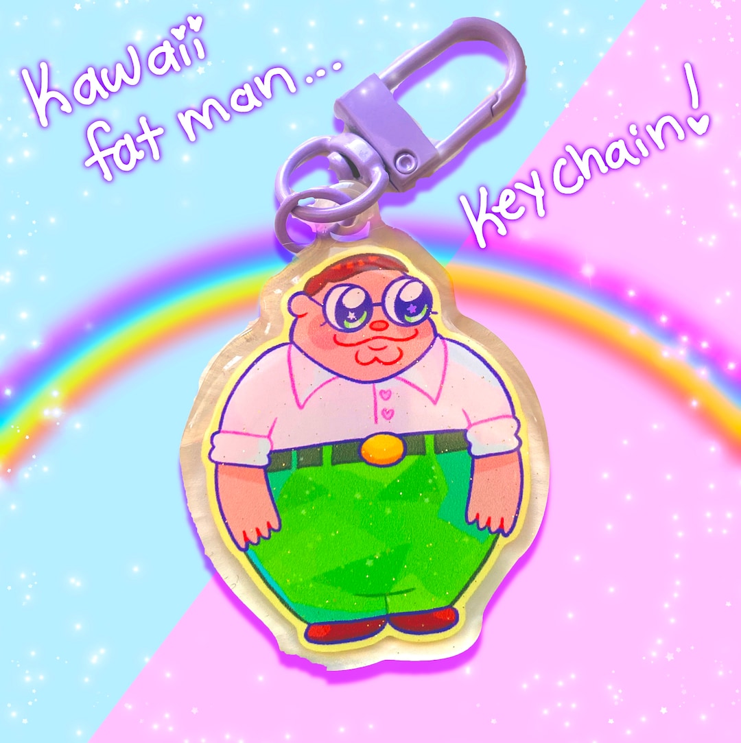 Kawaii Fat Man Acrylic Epoxy Glitter Charm Keychain - Etsy