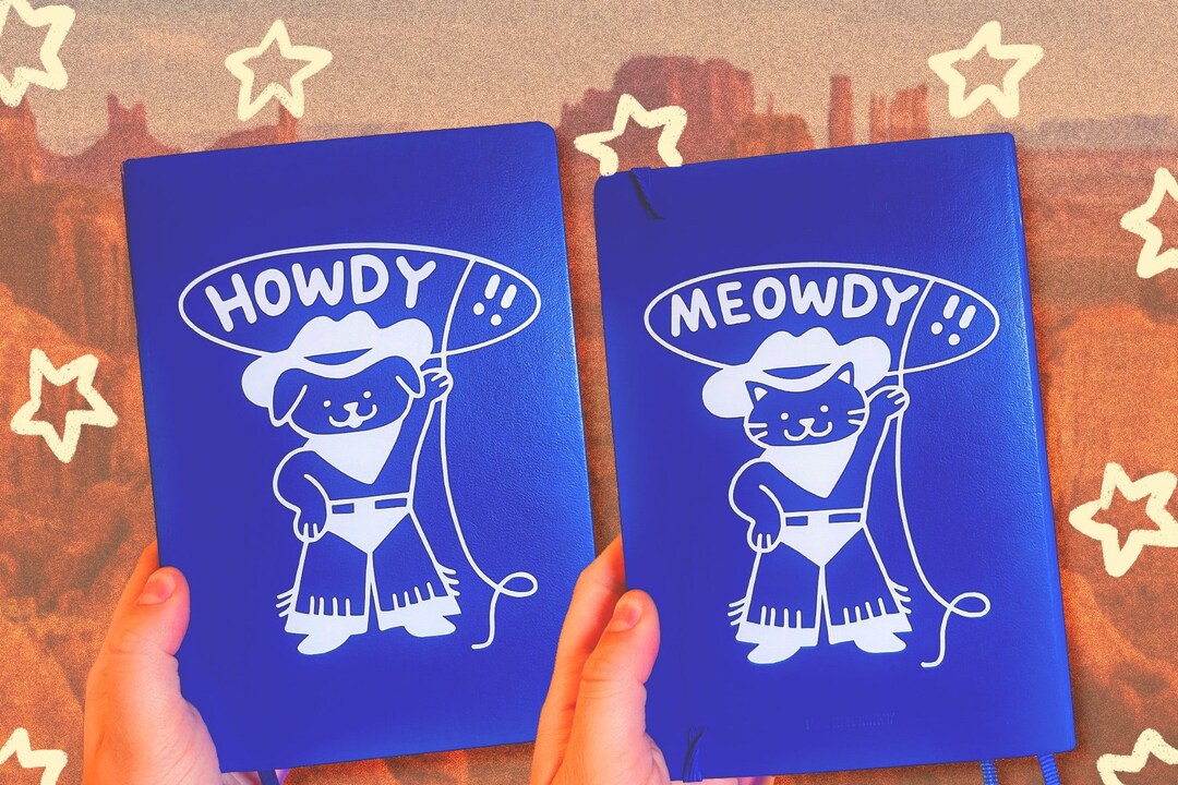 Cowboy Cat & Dog Vinyl Decal Meowdy Howdy - Etsy