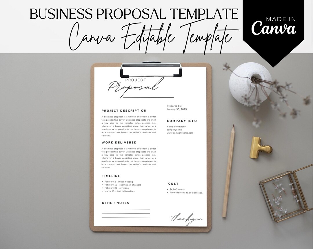 Modern Minimalist Proposal Template Professional 1-page Job Estimate ...