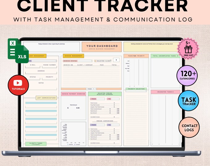 Client Tracker & Management for Small Businesses CRM Tracker W/ Task ...