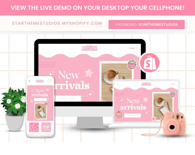 Pink Shopify Theme, Pink Pearl Shopify Theme 2.0, Editable Canva ...