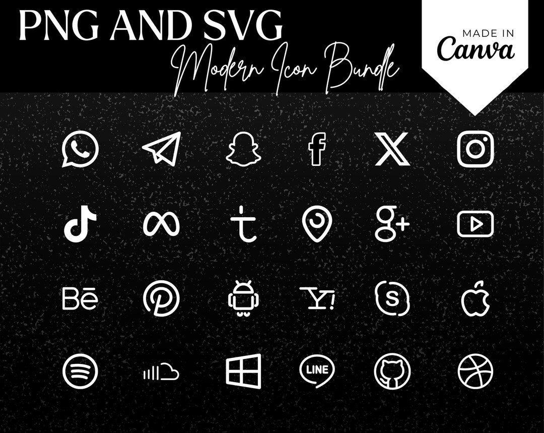 Social Media Minimalist White Icons, Logos for Social Media. Simple ...