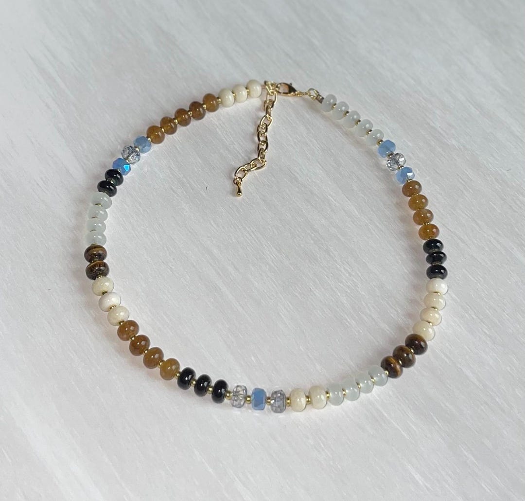 Sparkling Earth Tone Gemstone Necklace: Muted Color Statement Jewelry ...