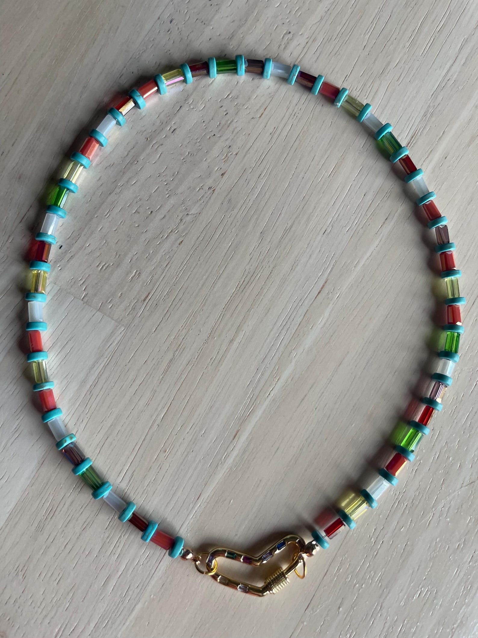 Turquoise Gemstone Beaded Necklace. Choose Your Carabiner. Customized ...