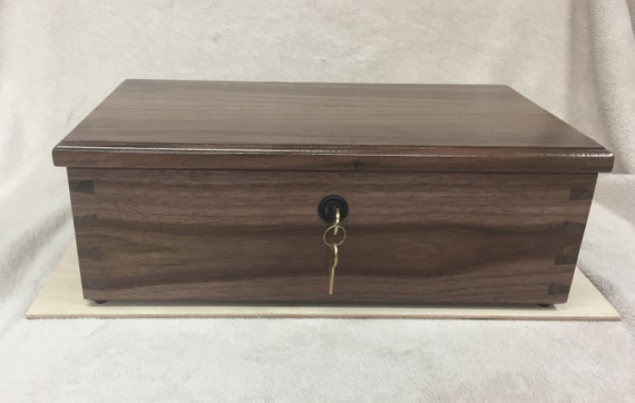 Home & Living LARGE WALNUT Keepsake Box With Black Hardware Storage ...