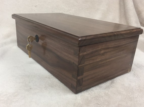 Home & Living LARGE WALNUT Keepsake Box With Black Hardware Storage ...