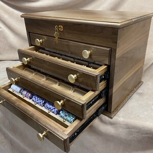PRICE REDUCED POKER Chip Cabinet Walnut Wood 4 Drawers 500 Chips Each ...
