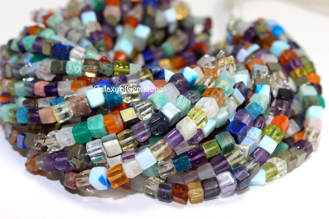 Natural Disco Multi Cube Box Shape Smooth Gemstone Beads/4-6 Mm/disco ...