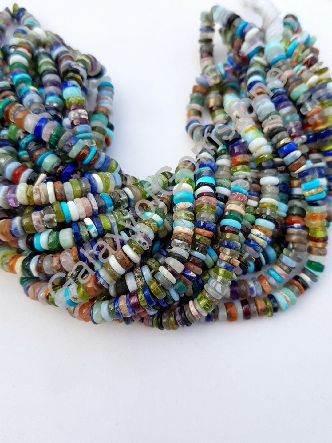 Natural Disco Multi Heishi Tyre Shape Approx. 4mm 6mm Beads Pain Smooth ...