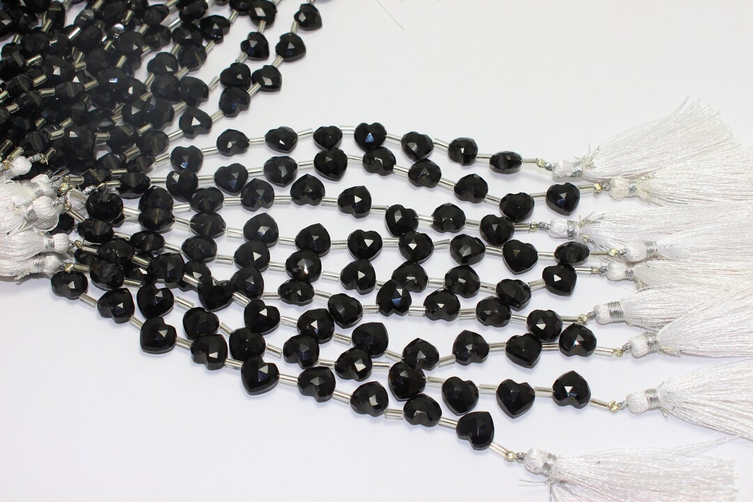Black Spinel Faceted 9mm-10mm Heart Briolettes Beads Black Spinel Heart ...